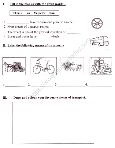 CBSE Class 1 EVS Travelling Is Fun Worksheet